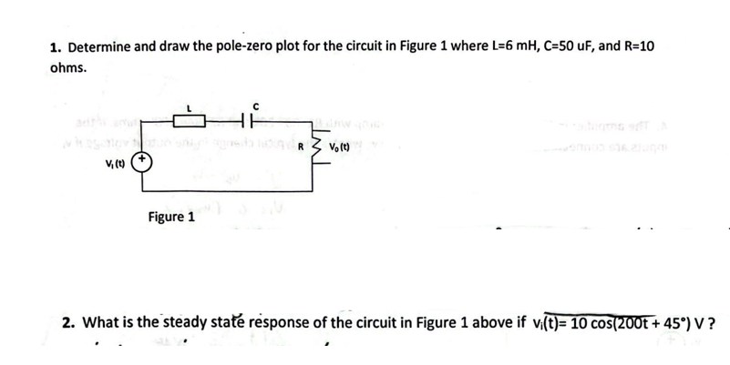 Solved by an EXPERT Determine and draw the pole-zero plot for the circuit | Chegg.com