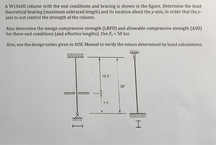 Solved A W10x60 column with the end conditions and bracing | Chegg.com