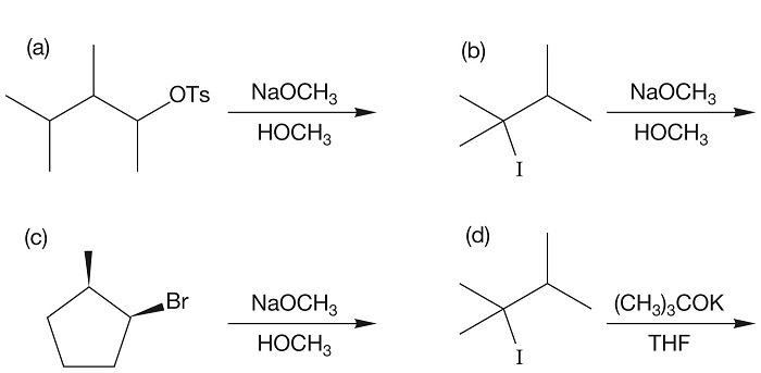 Solved Br (a) NaSCH3 THF OH catalytic H2SO4 A (b) (0) Br | Chegg.com