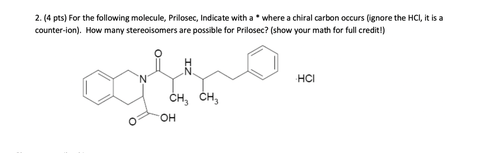 Solved 2. (4 pts) For the following molecule, Prilosec, | Chegg.com