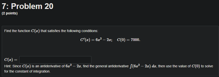 Solved Find the function C(x) that satisfies the following | Chegg.com