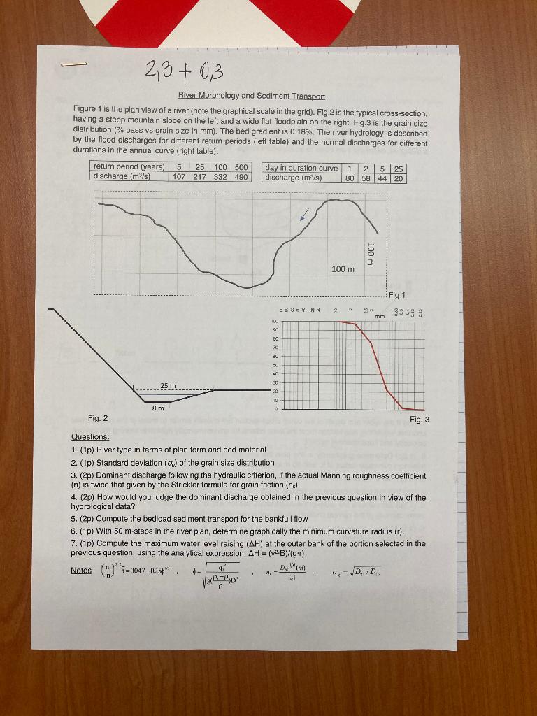 Solved Figure 1 is the plan view of a river (note the | Chegg.com