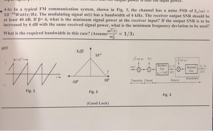 4-b) In a typical FM communication system, shown in | Chegg.com