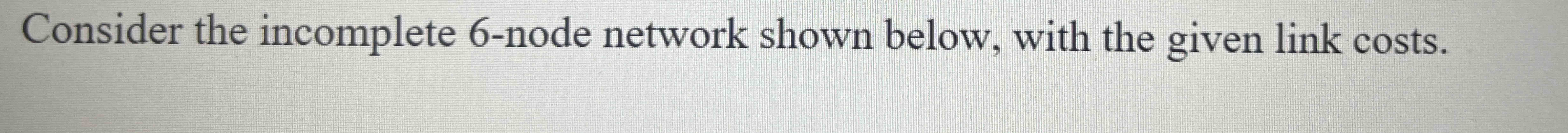 Consider the incomplete 6 -node network shown below, | Chegg.com