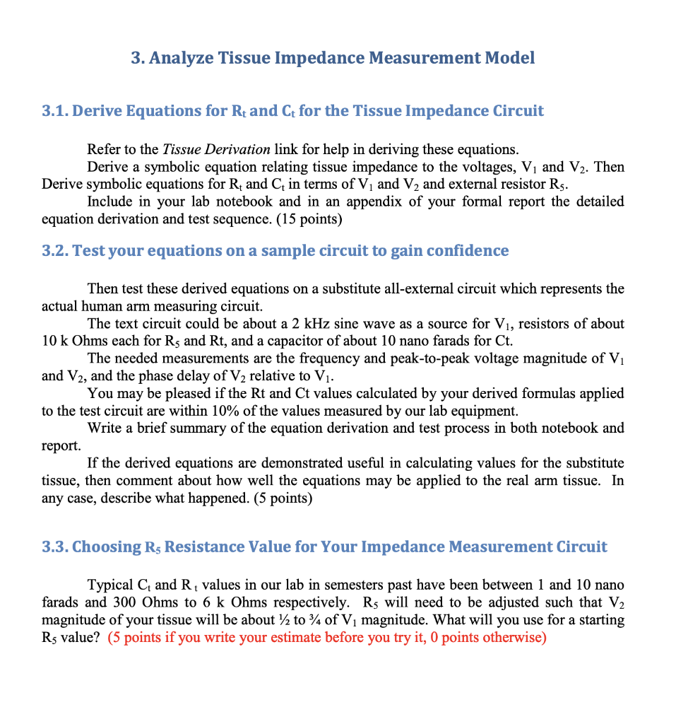 3. Analyze Tissue Impedance Measurement Model 3.1. | Chegg.com