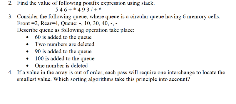 Solved 2. Find the value of following postfix expression | Chegg.com