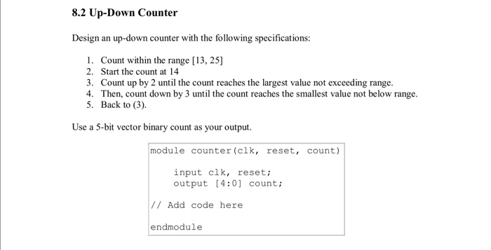 Solved 8.2 Up-Down Counter Design an up-down counter with | Chegg.com