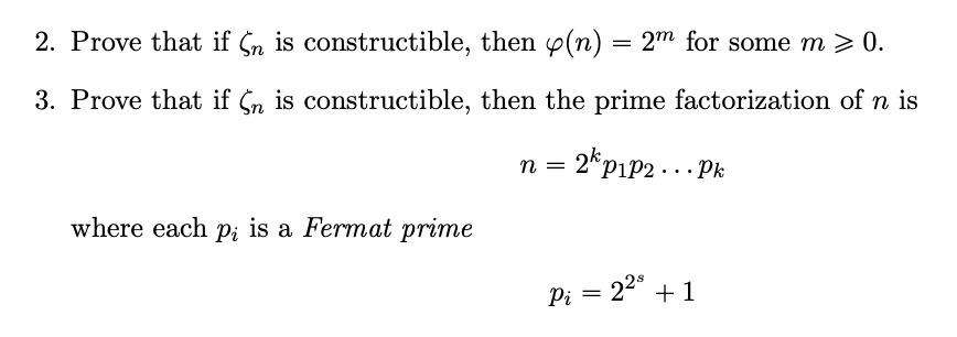 Solved 2. Prove that if Sn is constructible, then y(n) = 2m | Chegg.com
