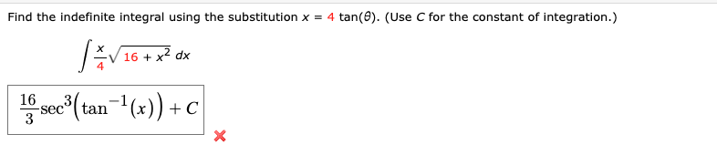 Solved Find the indefinite integral using the substitution | Chegg.com