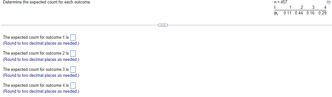 Solved Determine The Expected Count For Each Outcome The