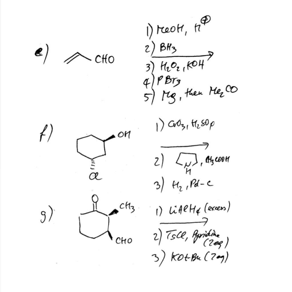 Solved 1) KeOH,H⊕ 2) 2) BH3 3) H2O2,KOH 4) PBr3 5) Mg, then | Chegg.com