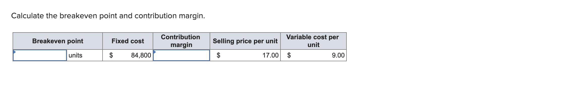 Solved Calculate the breakeven point and contribution | Chegg.com