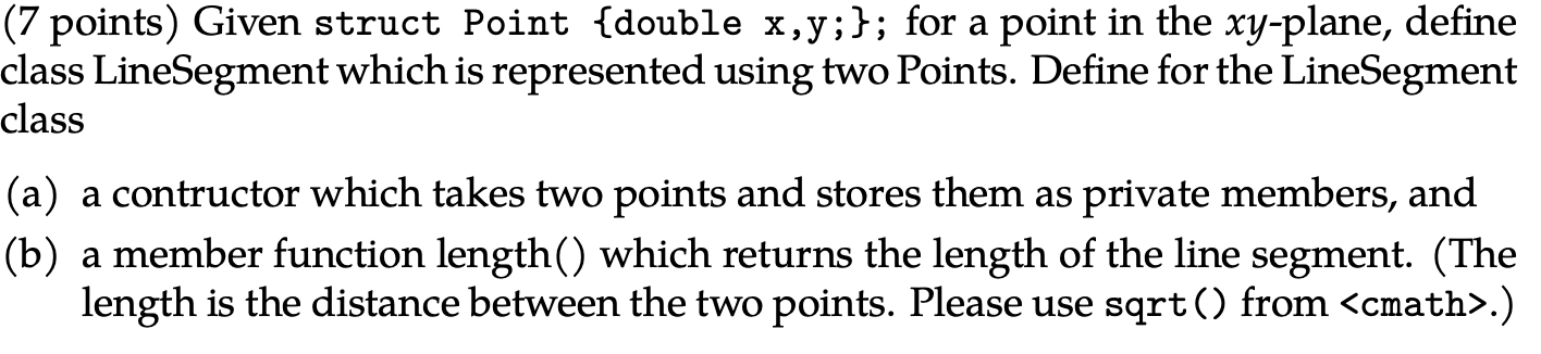 7 Points Given Struct Point Double Xy For A 