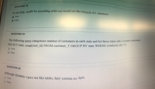 Solved To sort SQL results by ascending order one would use | Chegg.com