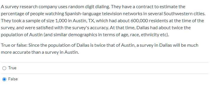 Solved A survey research company uses random digit dialing. | Chegg.com