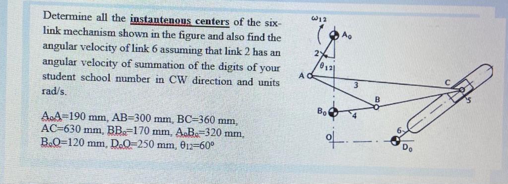 Solved Determine all the instantenous centers of the sixlink | Chegg.com