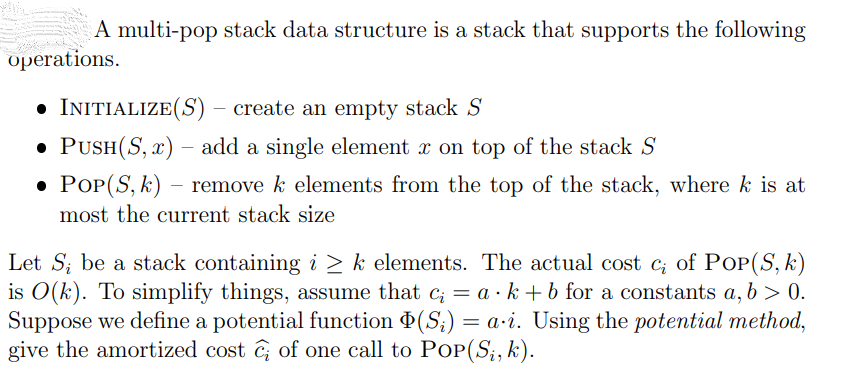 Solved A multi-pop stack data structure is a stack that | Chegg.com