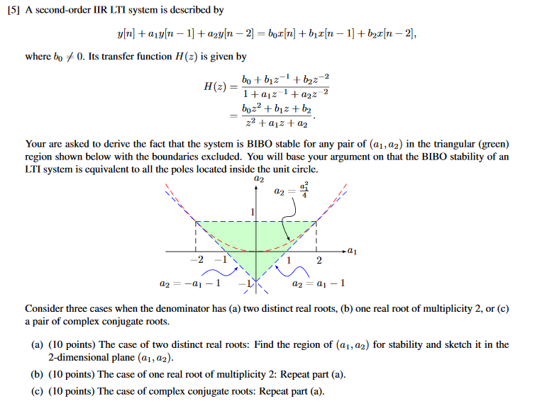 Solved [5] A second-order IIR LTI system is described by | Chegg.com