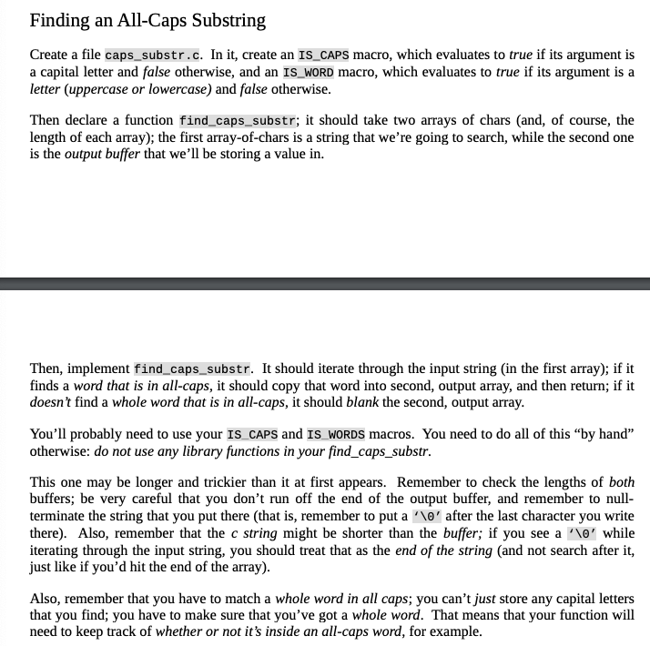 Solved Finding an All-Caps Substring Create a file | Chegg.com