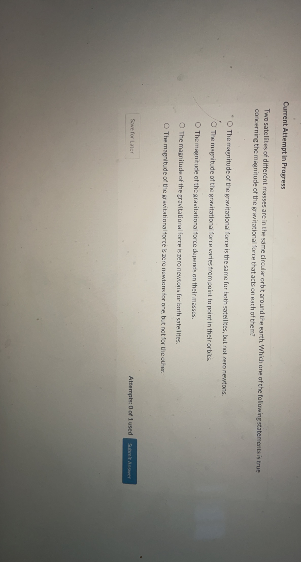 Solved Two satellites of different masses are in the same | Chegg.com