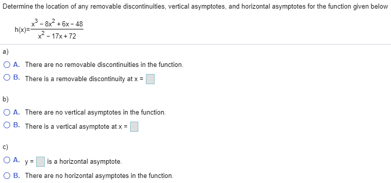 Solved Determine the location of any removable | Chegg.com