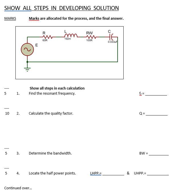 Solved SHOW ALL STEPS IN DEVELOPING SOLUTION MARKS Marks are | Chegg.com