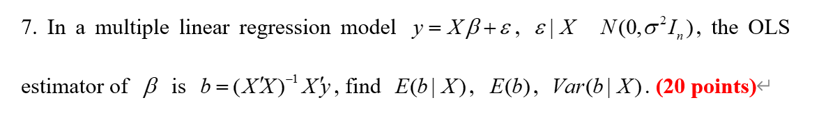 Solved 7. In a multiple linear regression model | Chegg.com