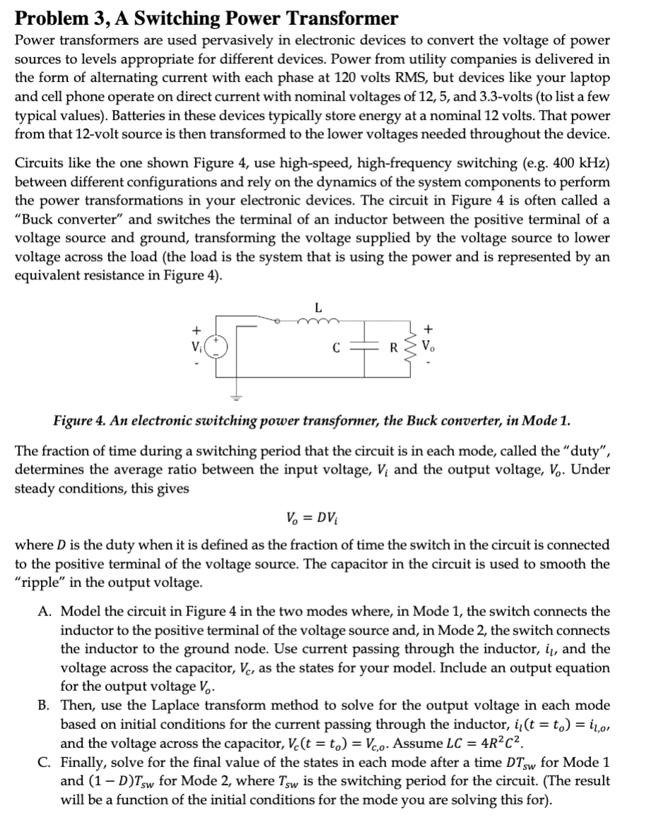 Solved Problem 3, A Switching Power Transformer Power | Chegg.com