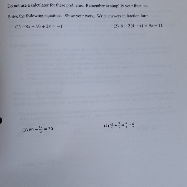 Solved Do not use a calculator for these problems. Remember | Chegg.com