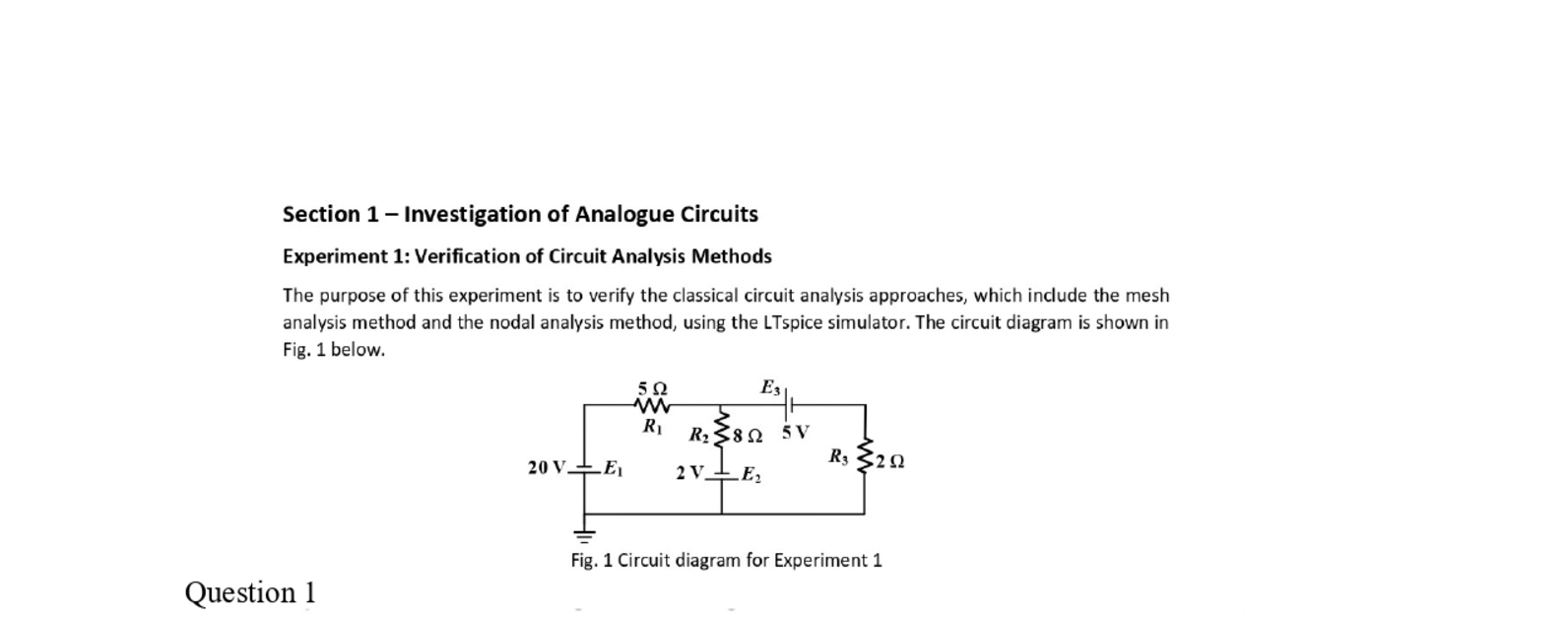 Solved Section 1 - ﻿Investigation of Analogue | Chegg.com