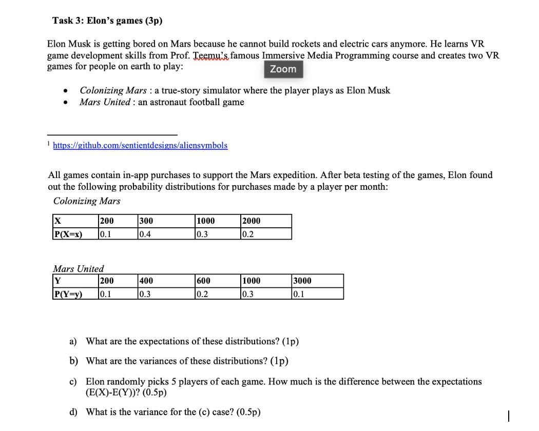 Solved Task 3: Elon's games (3p) Elon Musk is getting bored | Chegg.com