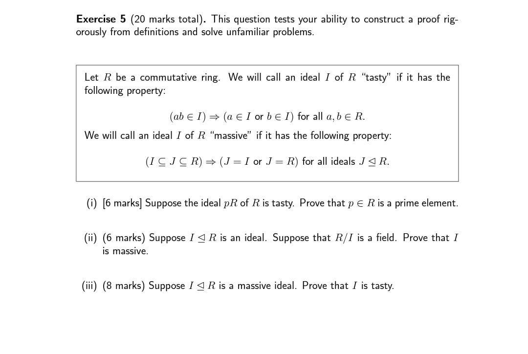 Solved Exercise 5 (20 marks total). This question tests your | Chegg.com