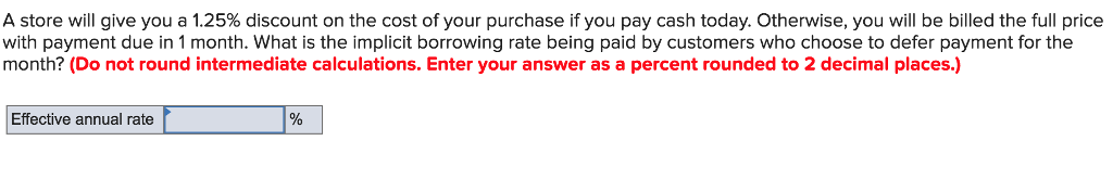 Solved A store will give you a 1.25% discount on the cost of | Chegg.com