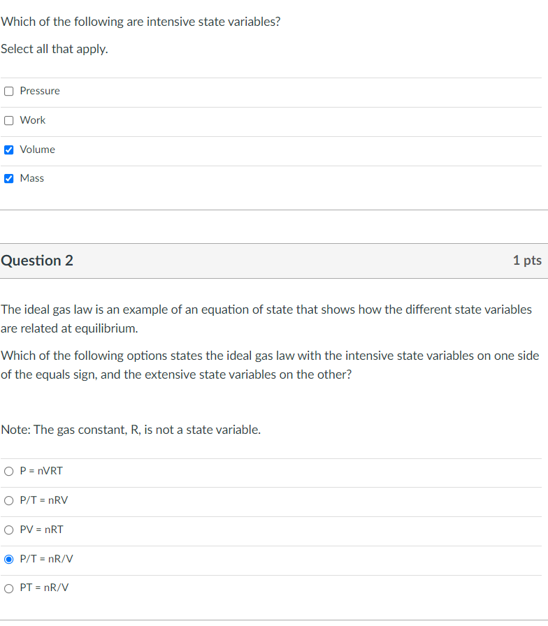 Solved intensive state variables and extensive state | Chegg.com