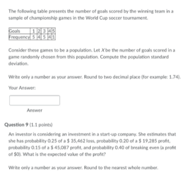 Solved The following table presents the number of goals | Chegg.com