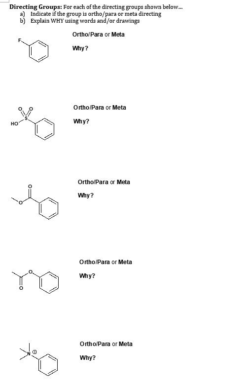 Solved Directing Groups: For each of the directing groups | Chegg.com
