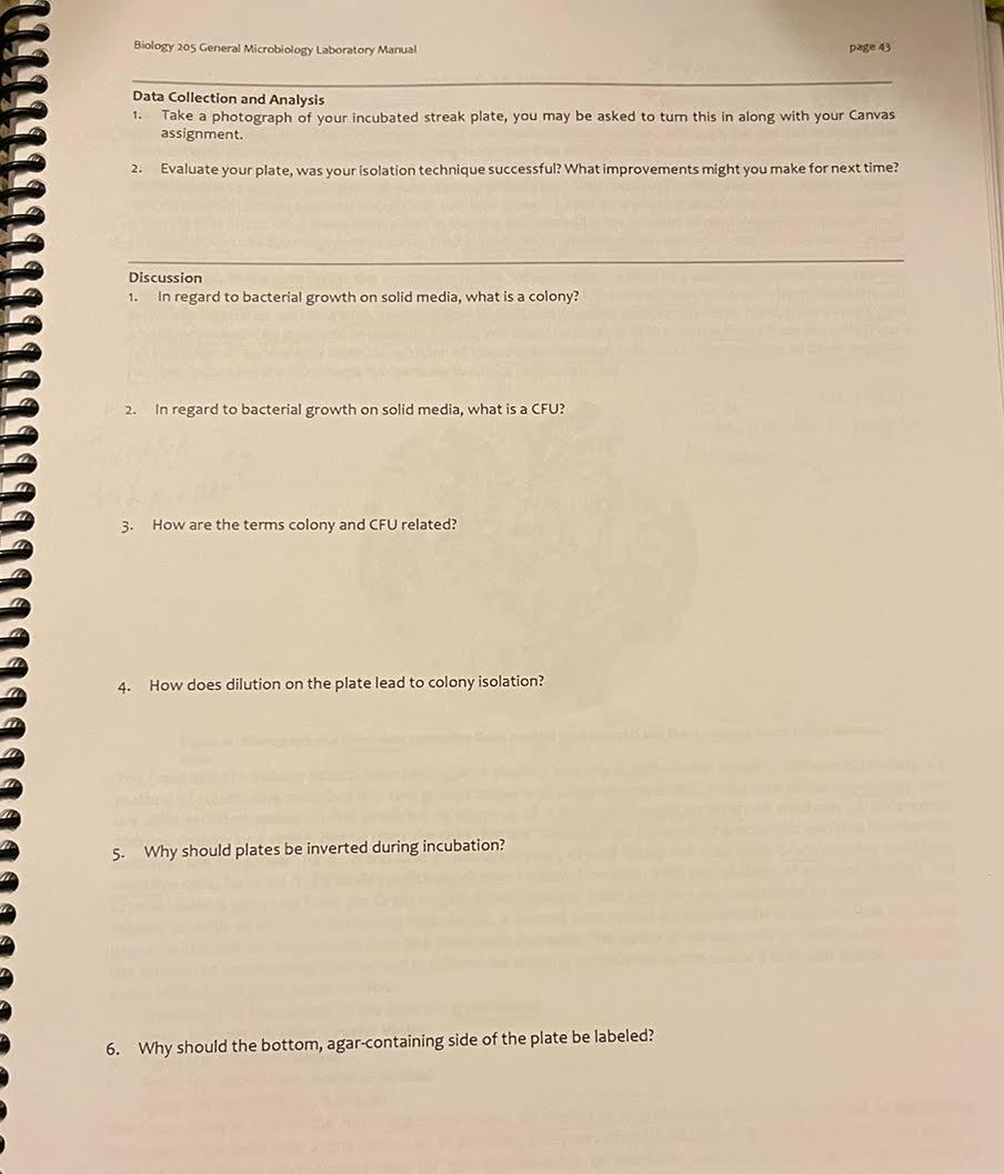 Solved Biology 205 General Microbiology Laboratory Manual | Chegg.com