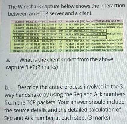 Solved The Wireshark capture below shows the interaction | Chegg.com