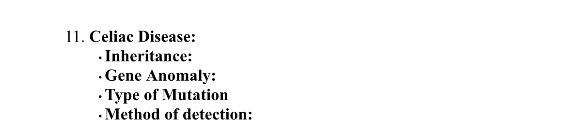 Solved Celiac Disease:Inheritance:Gene Anomaly:Type of | Chegg.com