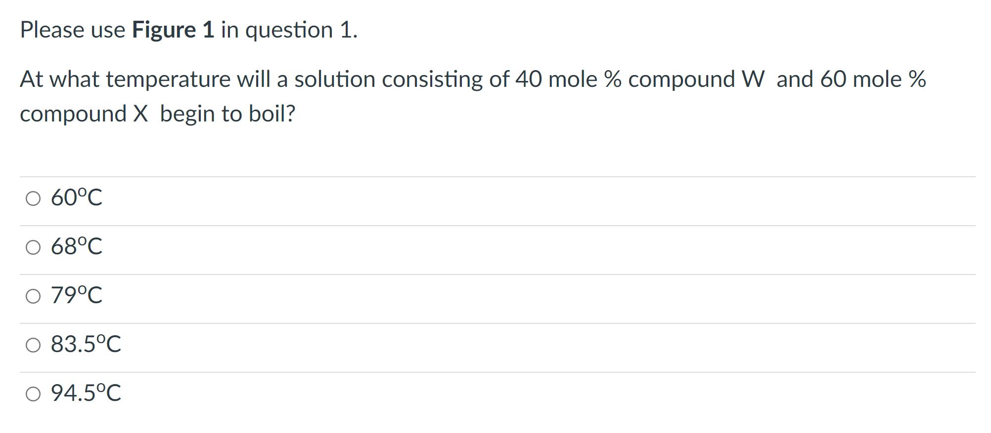 Solved FIGURE 1 / Compound X - compound W phase diagram at 1 | Chegg.com