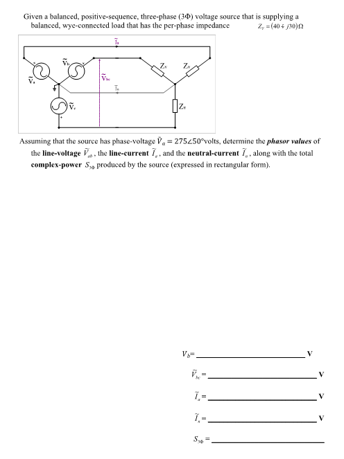 Solved Given a balanced, positive-sequence, three-phase (30) | Chegg.com