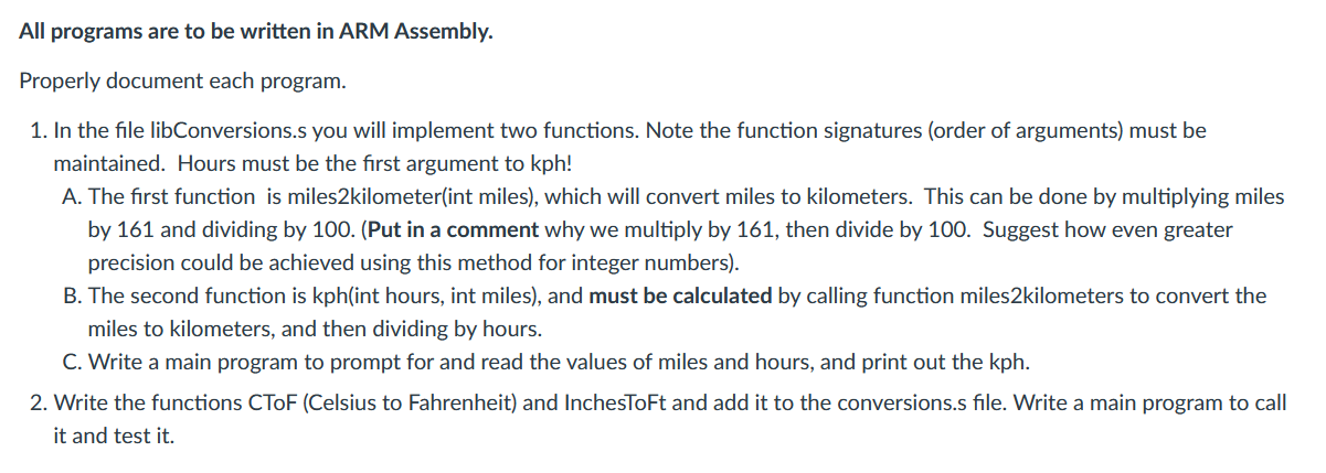 Solved All programs are to be written in ARM Assembly. | Chegg.com