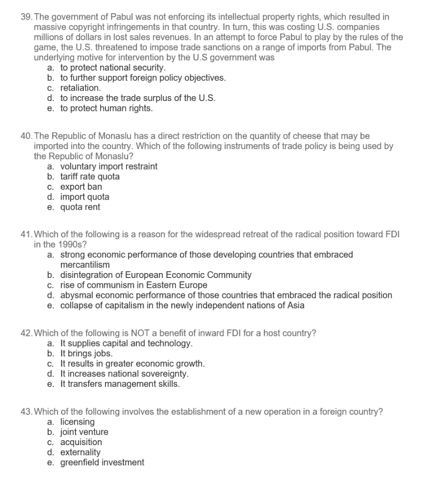 Solved 39. The government of Pabul was not enforcing its | Chegg.com