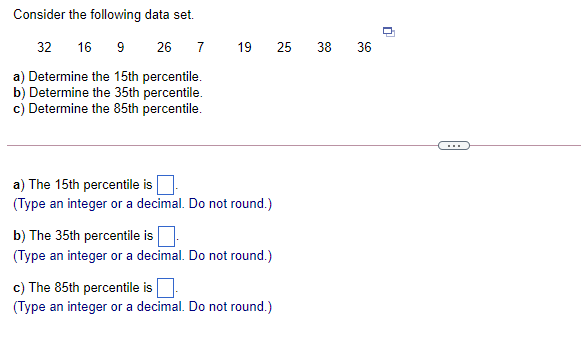 Solved Consider the following data set. u 25 38 36 32 16 9 | Chegg.com