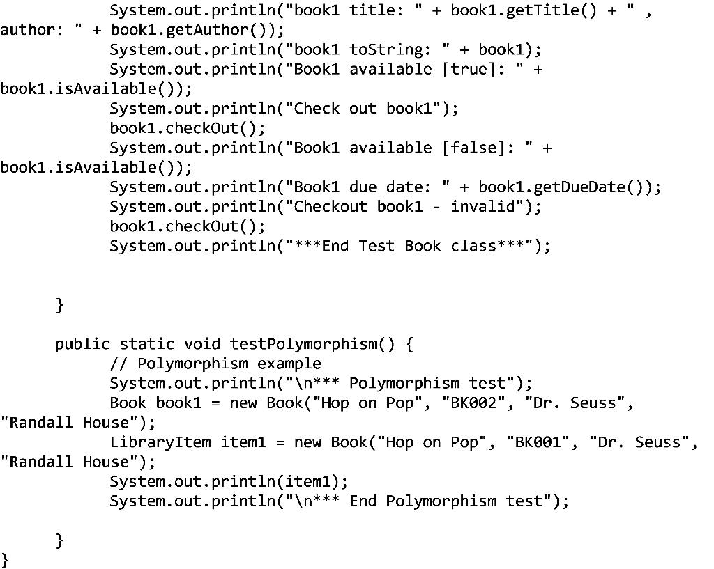 Solved In Java Please: Complete the LibraryItem | Chegg.com