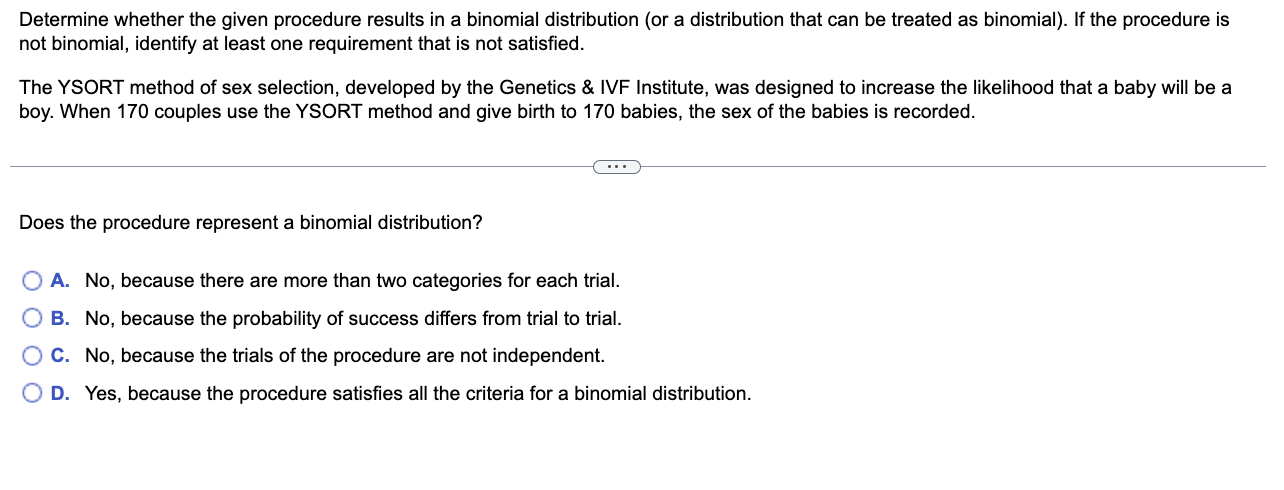 Solved Determine whether the given procedure results in a | Chegg.com