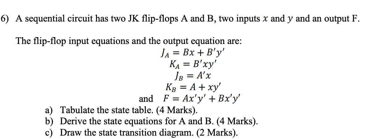 Solved 6) A sequential circuit has two JK flip-flops A and | Chegg.com
