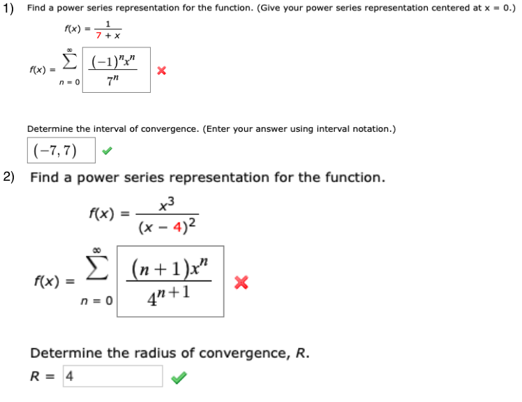 Solved 1) Find a power series representation for the | Chegg.com