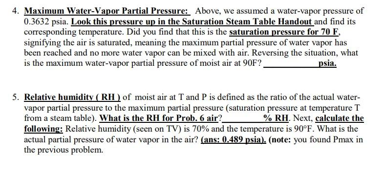 Solved Maximum Water-Vapor Partial Pressure: Above, we | Chegg.com