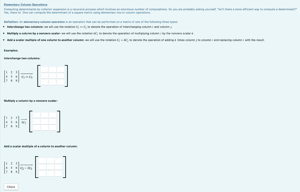 Solved Elementary Column Operations Yes There Is One Can 4972